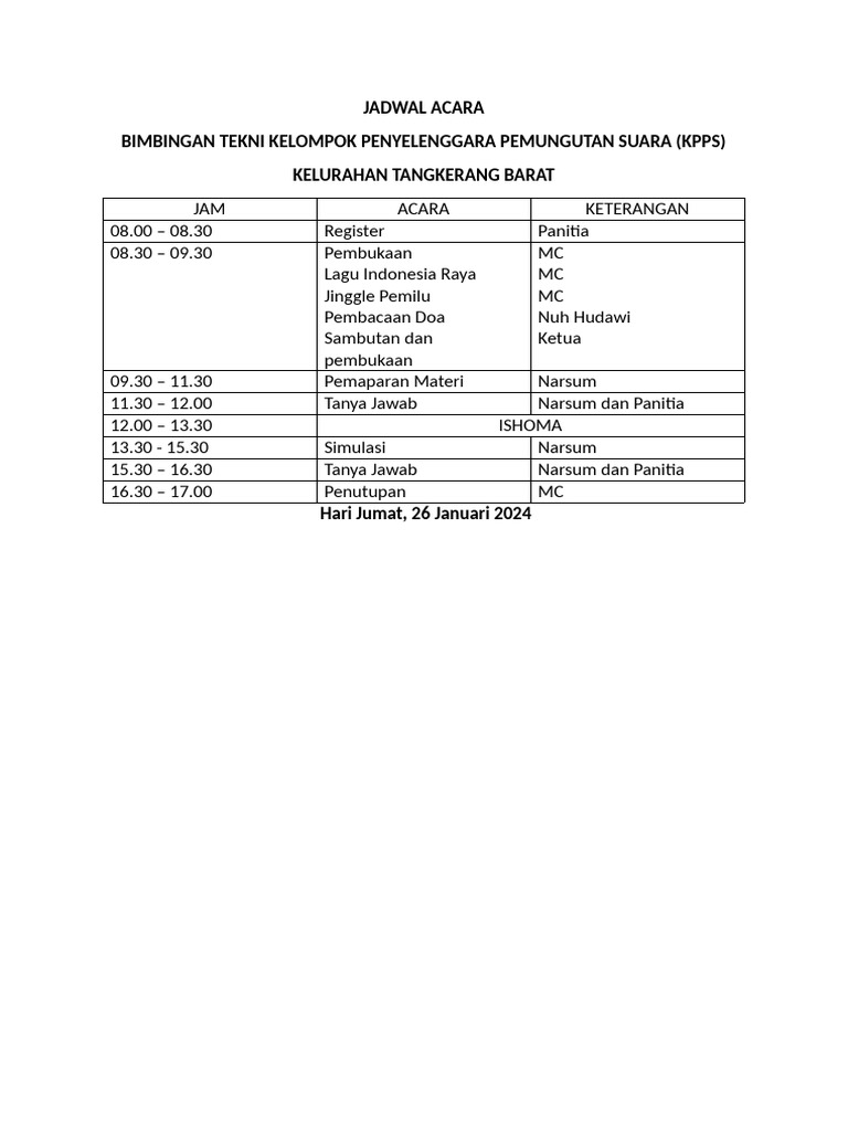 Jadwal Acara | PDF