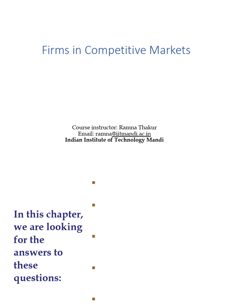 9 - Firms in Competitive Markets | PDF | Profit (Economics) | Perfect ...