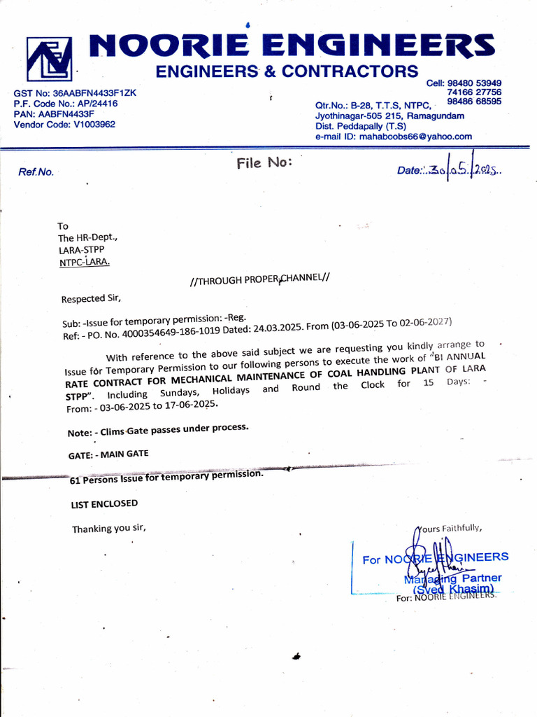 Temporary Gate Pass Permission | PDF