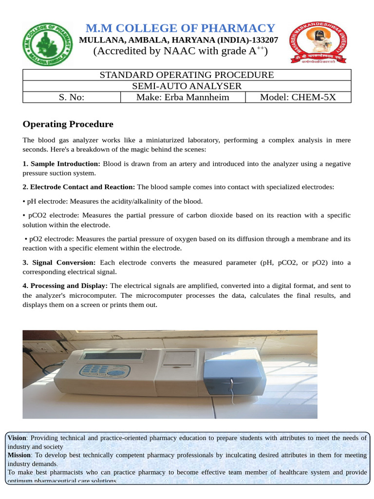 SEMI-AUTO ANALYSER Sop | PDF