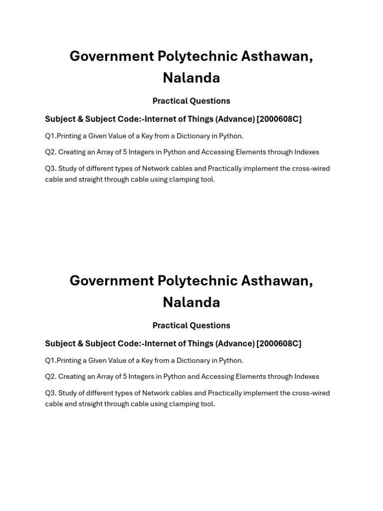 Iot Advanced Lab 6th Sem | PDF