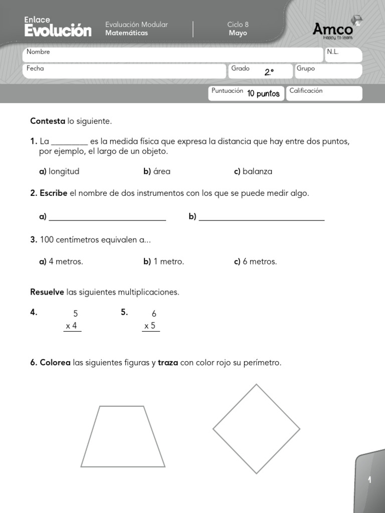 Examen C8 Matematicas | PDF