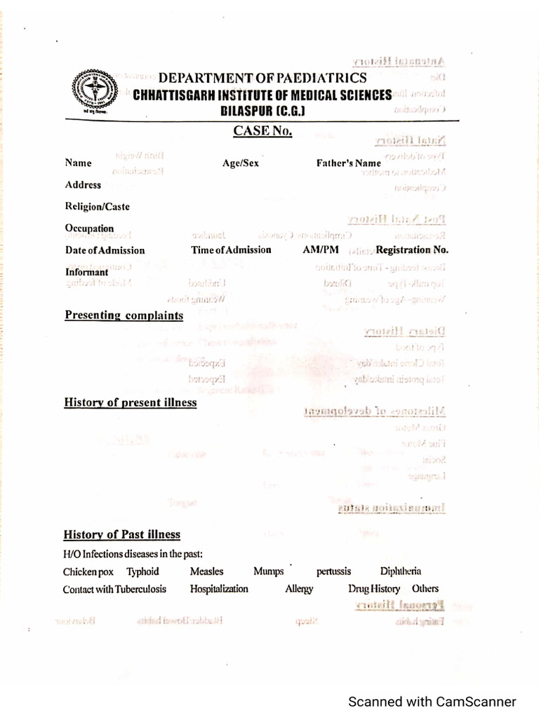 Pediatrics History Taking Format | PDF