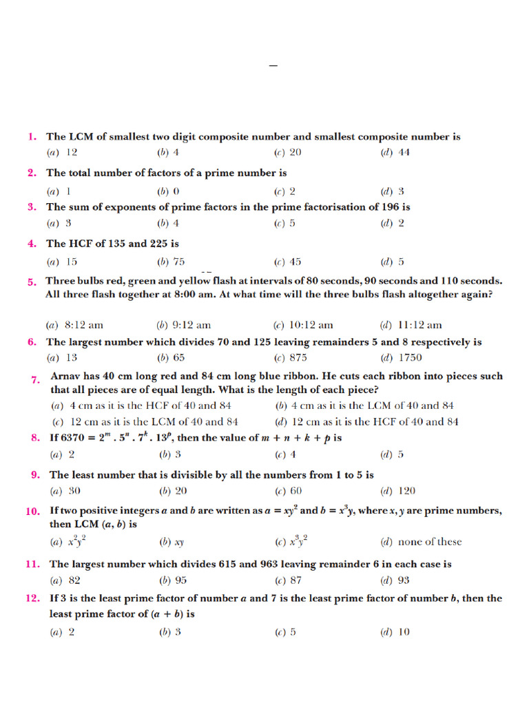 Real Numbers MCQ | PDF
