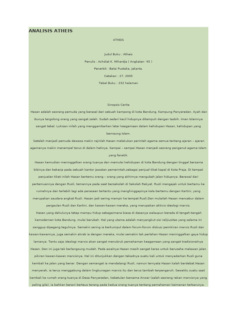 Analisis Atheis | PDF