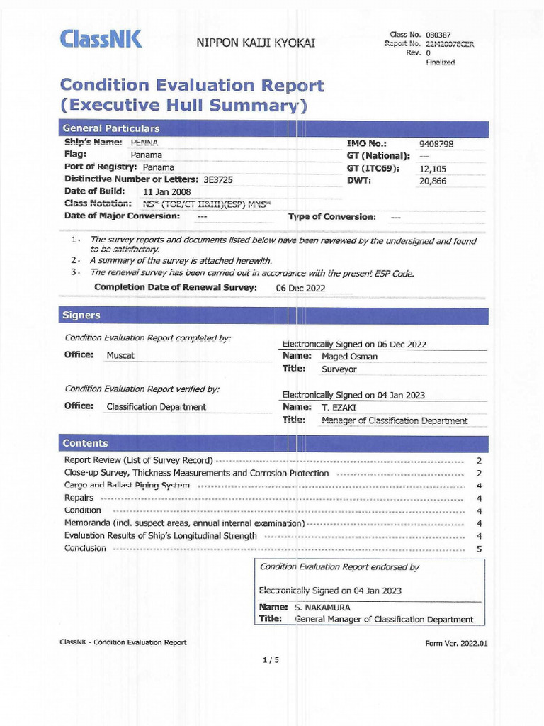 Condition Evaluation Report | PDF