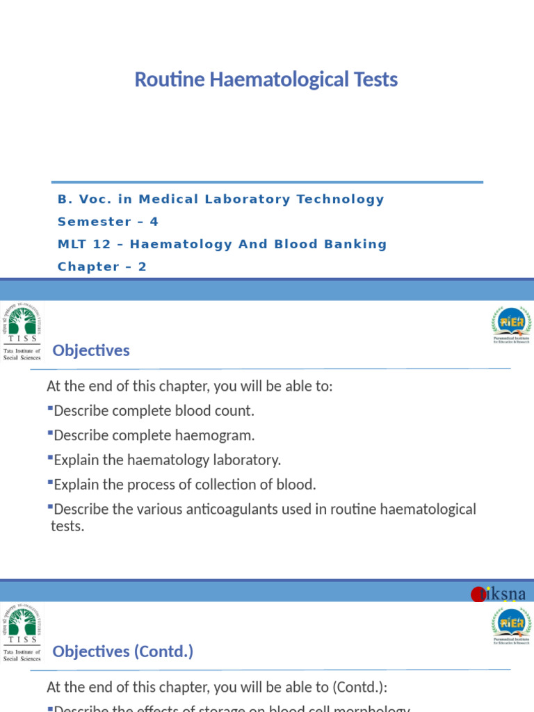 B.voc. MLT Sem 4 MLT 12 CH 2 V 1.4 Shweta | PDF | White Blood Cell ...
