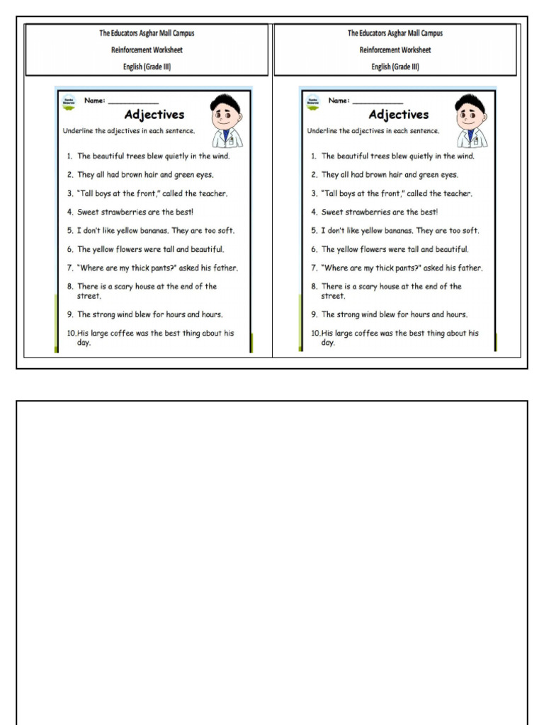 Adjectives Reinforcement | PDF