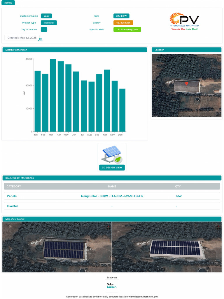 Solar Ladder Design Report - 350kW | PDF