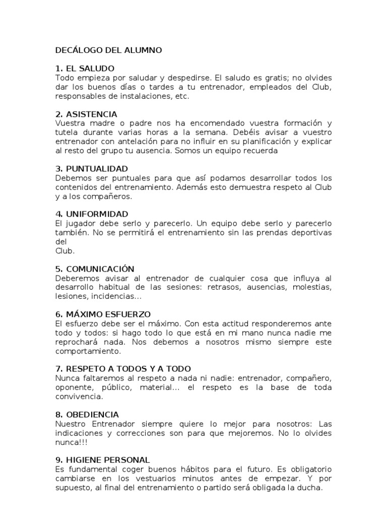 Decálogo del Estudiante Exitoso | PDF | Tolerancia | Democracia