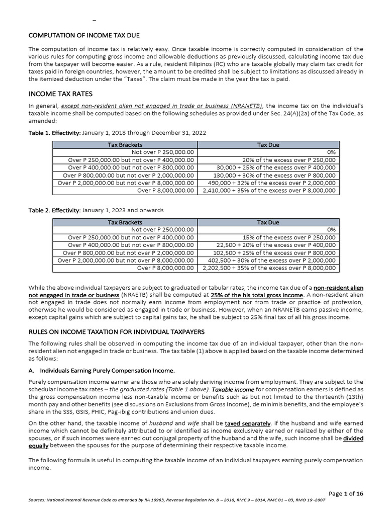 Lecture 9 - Income Taxation (Individuals) | PDF | Taxes | Income Tax