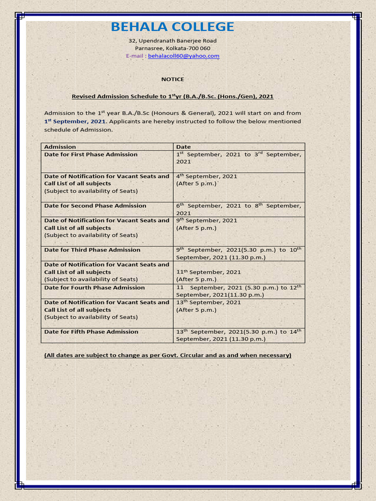 Behala College: 1 September, 2021 | PDF