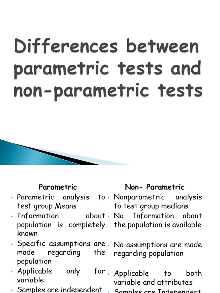 Differences Between Parametric and Non-Parametric Tests | PDF