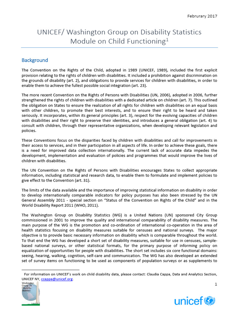 Child Disability Data Collection Module | PDF | Disability | Children's Rights