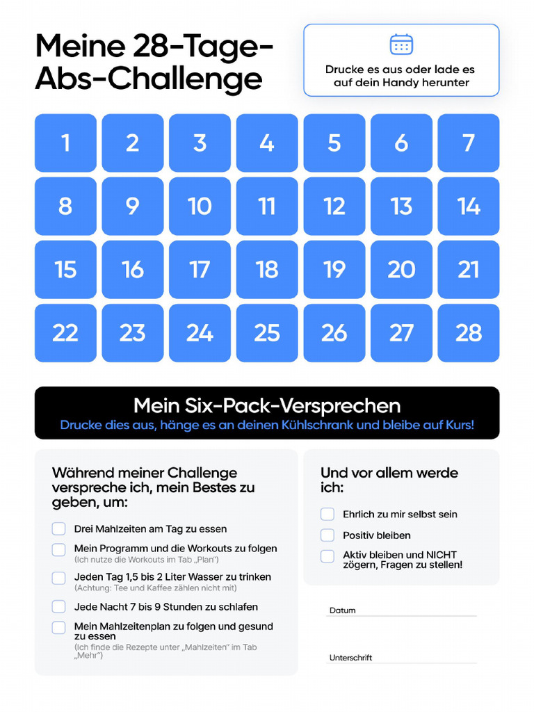 28-Day Six-Pack Abs Challenge | PDF