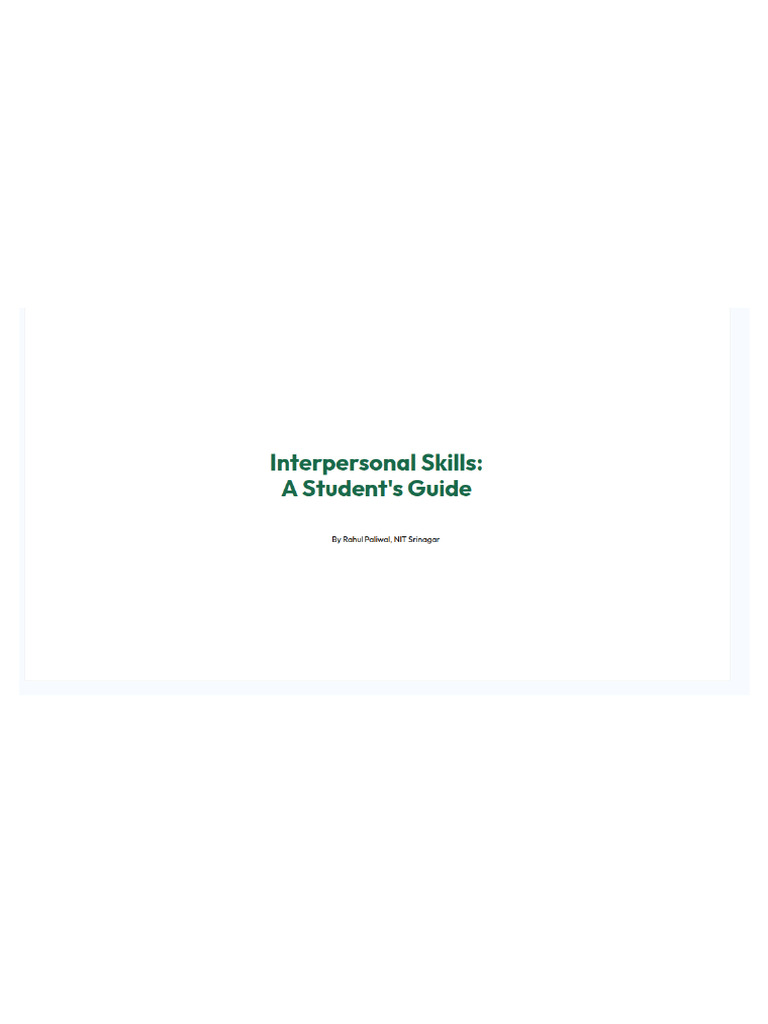 Interpersonal Skills Presentation | PDF