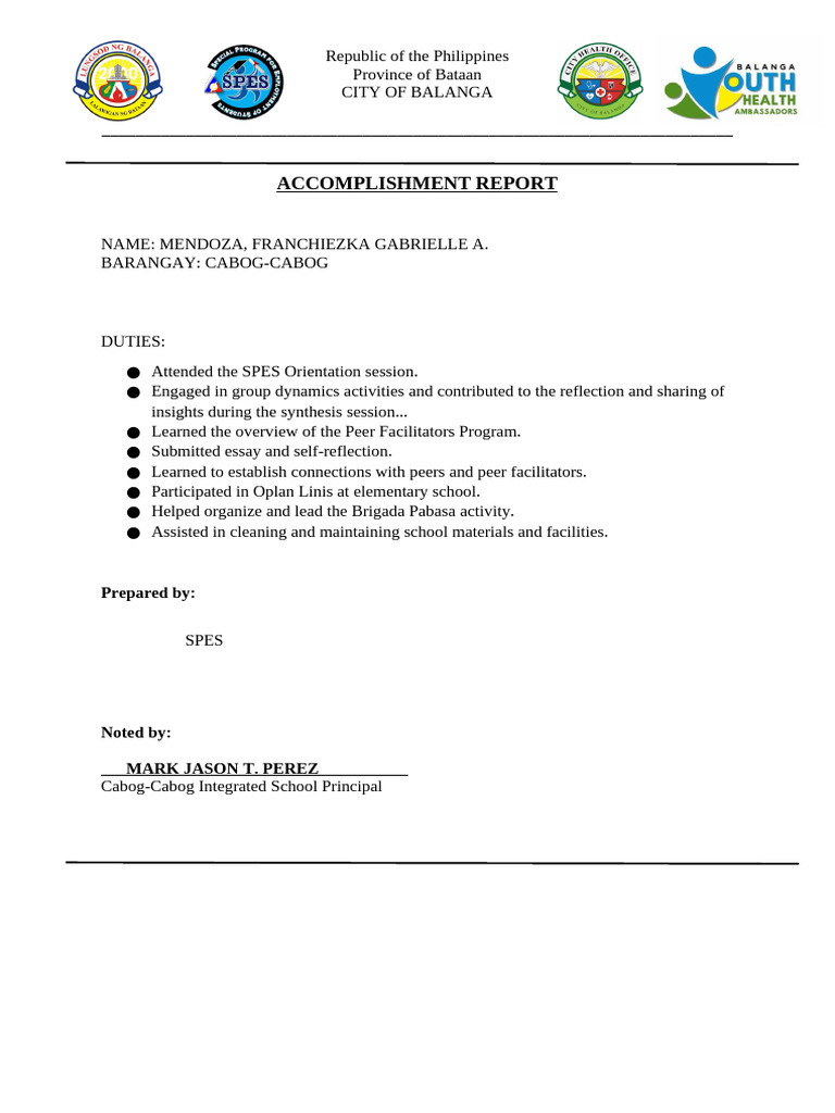 Accomplishment Report Final Format 2 | PDF