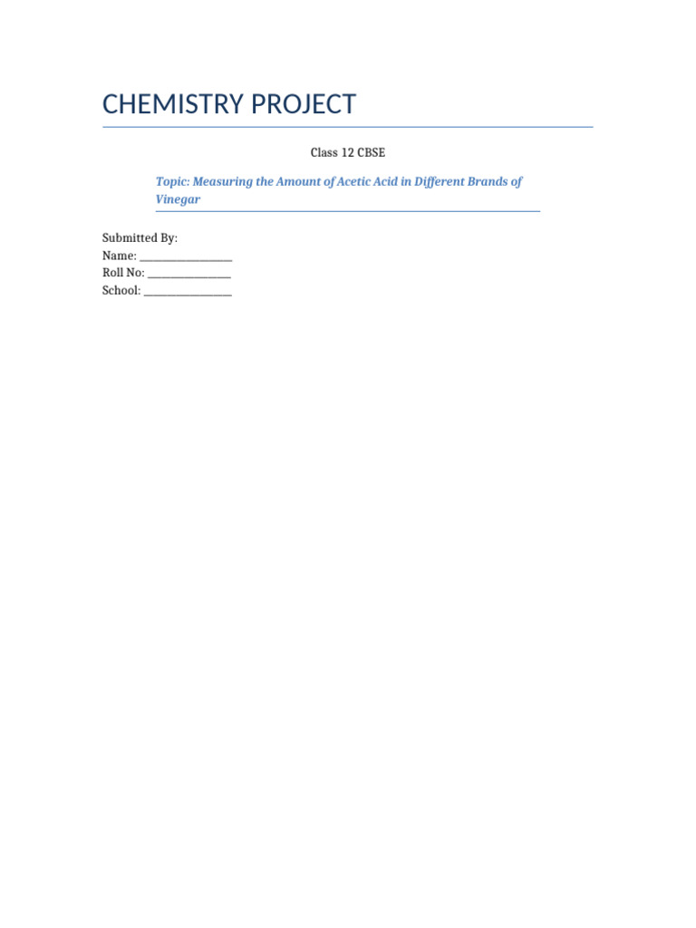 Class12 Chemistry Project Final | PDF | Titration | Chemistry