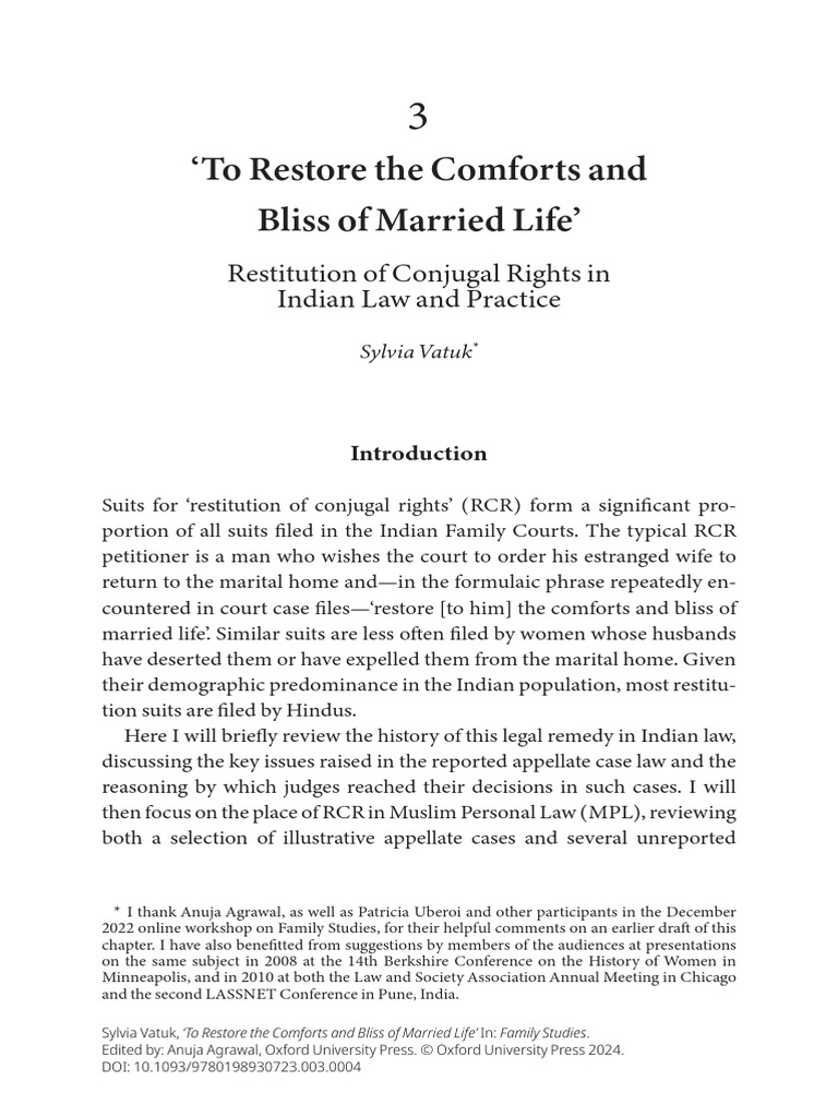 Restitution of Conjugal Rights in India | PDF | Marriage | Divorce