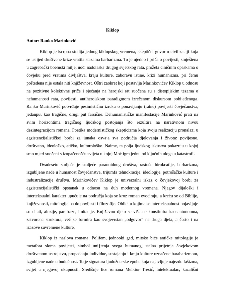1 Kiklop Ranko Marinkovic | PDF