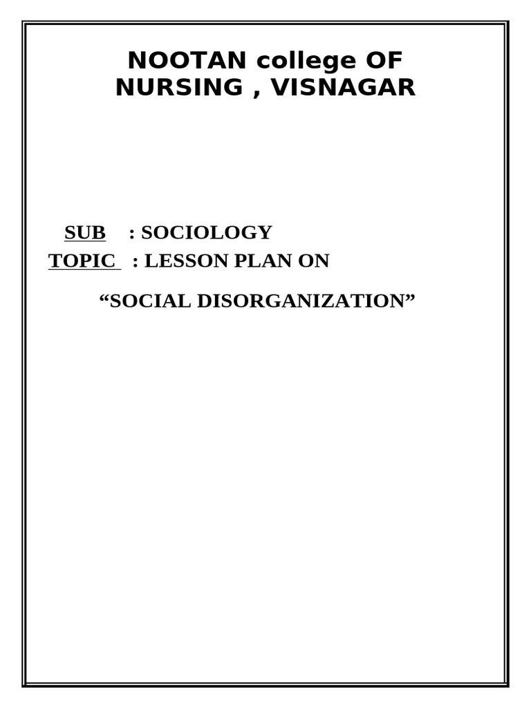 Sociology Lesson Plan: Social Disorganization | PDF | Sociology | Knowledge