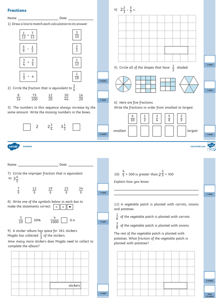 Year 6 Fractions SATs Practice | PDF | Mathematics | Arithmetic
