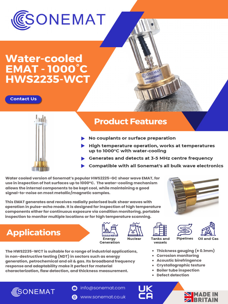Sonemat Water-Cooled EMAT WHS2235-WCT Datasheet | PDF | Materials ...