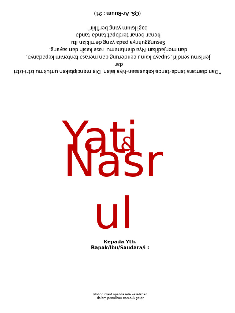 Undangan Pernikahan Yati & Nasrul | PDF