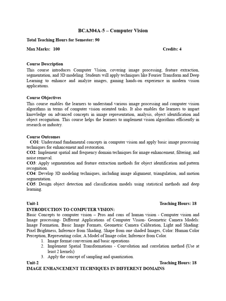 5 BCA - Electives Syllabus | PDF | Augmented Reality | Virtual Reality