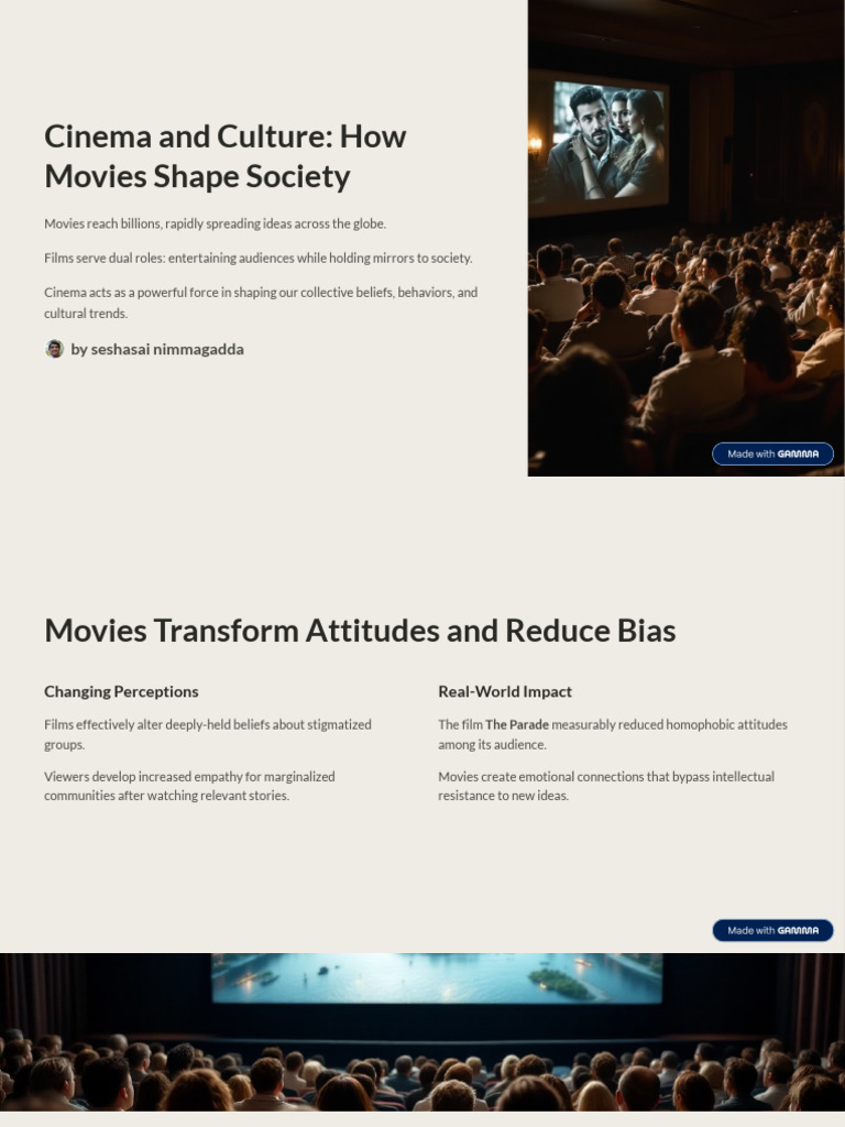 Cinema and Culture How Movies Shape Society | PDF