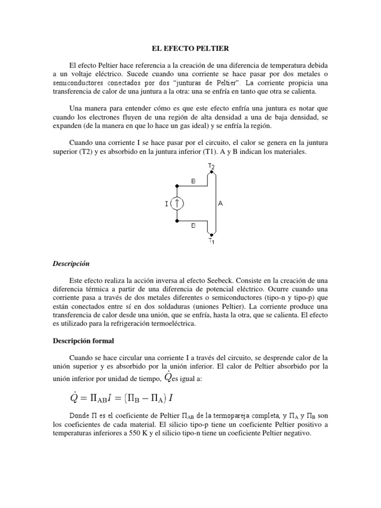El Efecto Peltier | PDF | Par termoeléctrico | Química Física