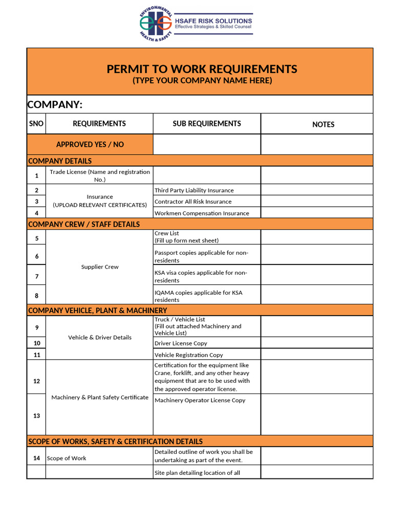 Permit To Work Requirememts Formula 1 | PDF | Insurance | Occupational ...