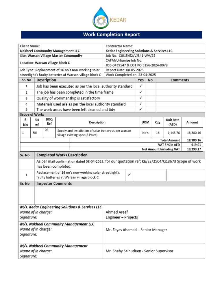 WCR-faulty Batteries at Warsan | PDF