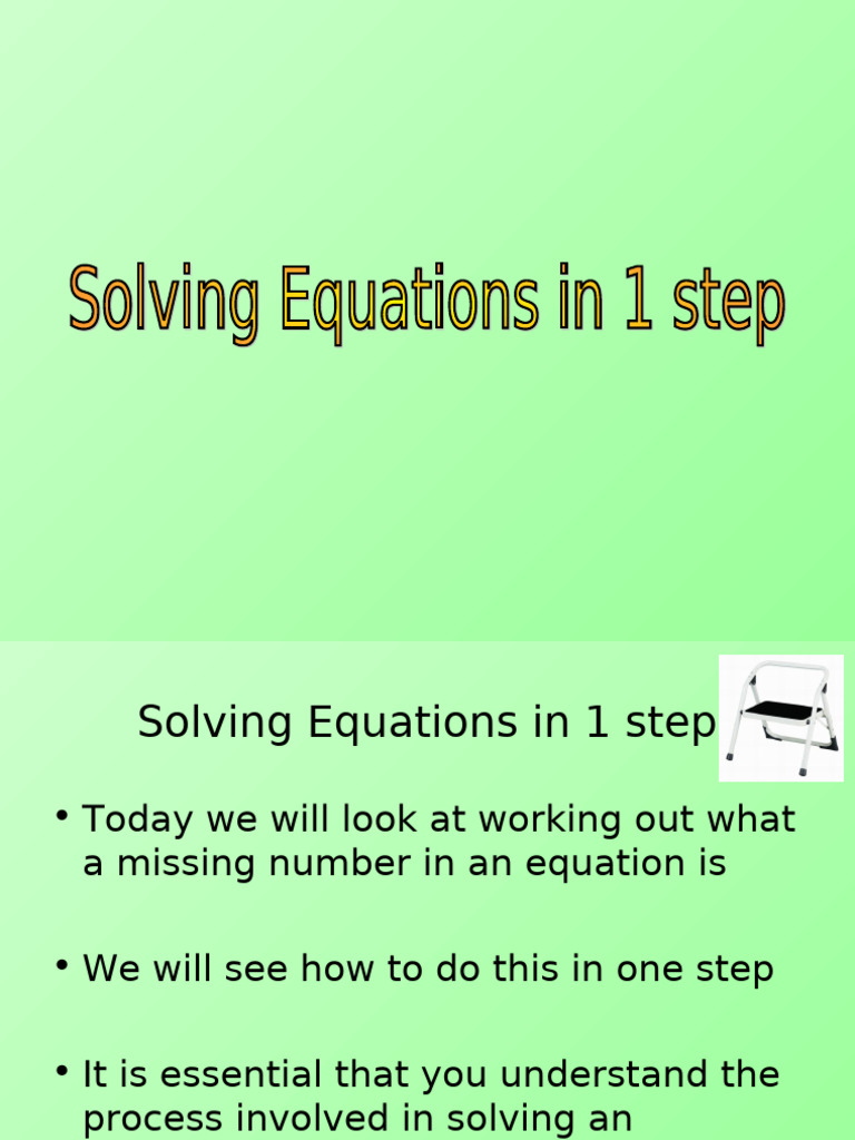 3) Solving An Equation - 1 Step | PDF | Equations | Mathematics