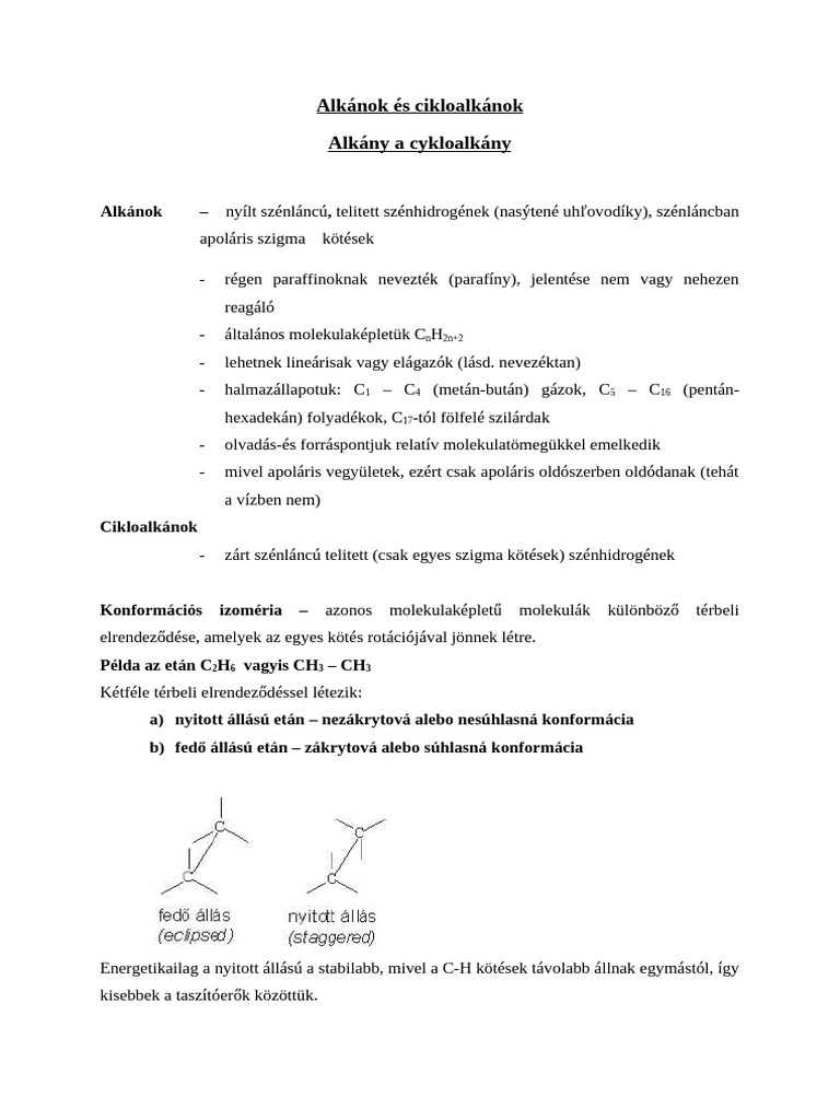 Alkánok És Cikloalkánok1 | PDF