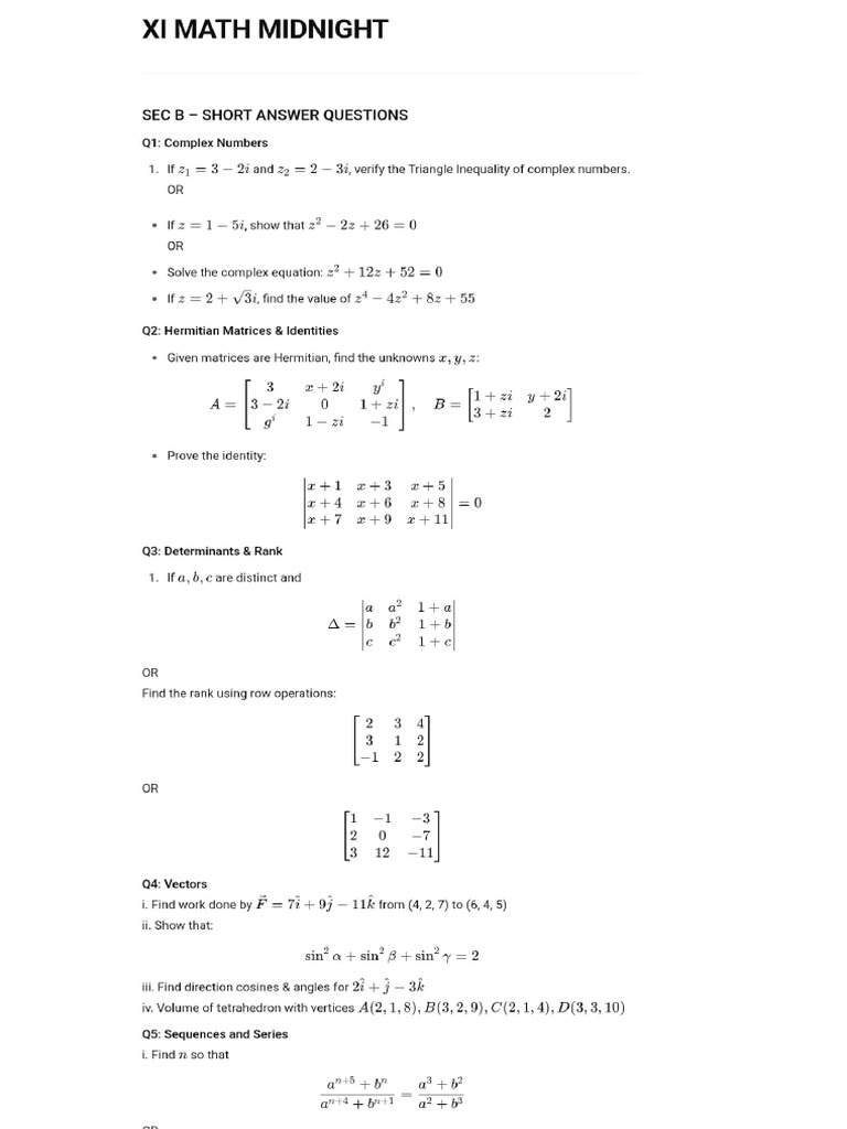 Xi Math Cs Midnight | PDF