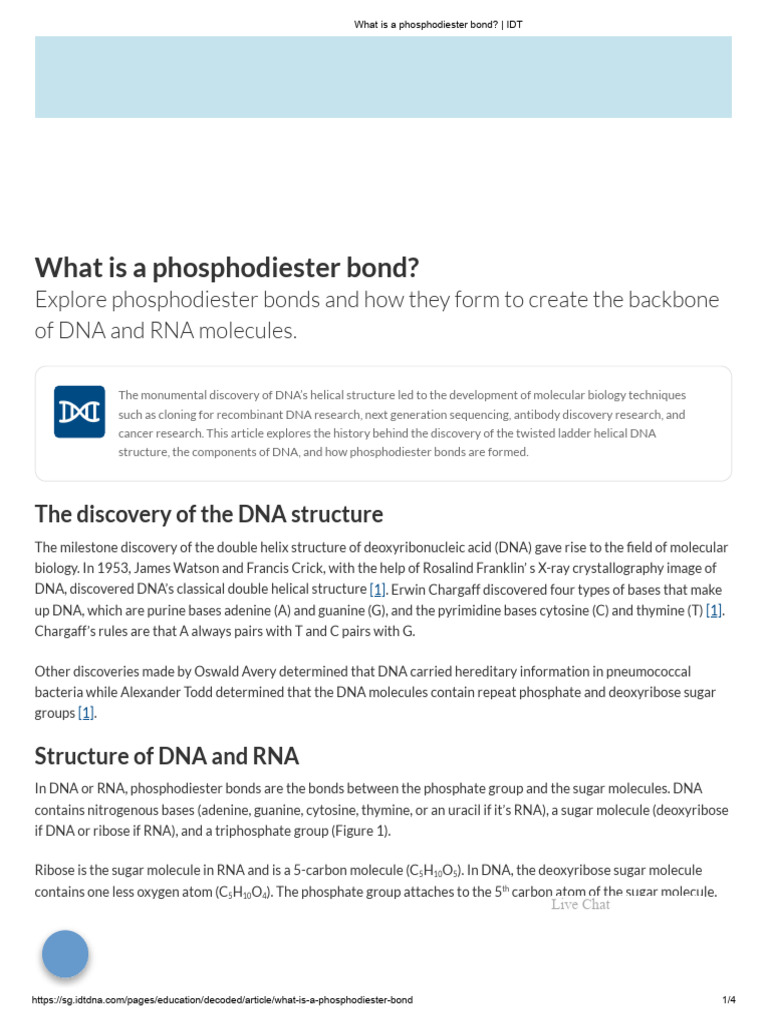 What Is A Phosphodiester Bond - IDT | PDF | Dna | Nucleotides