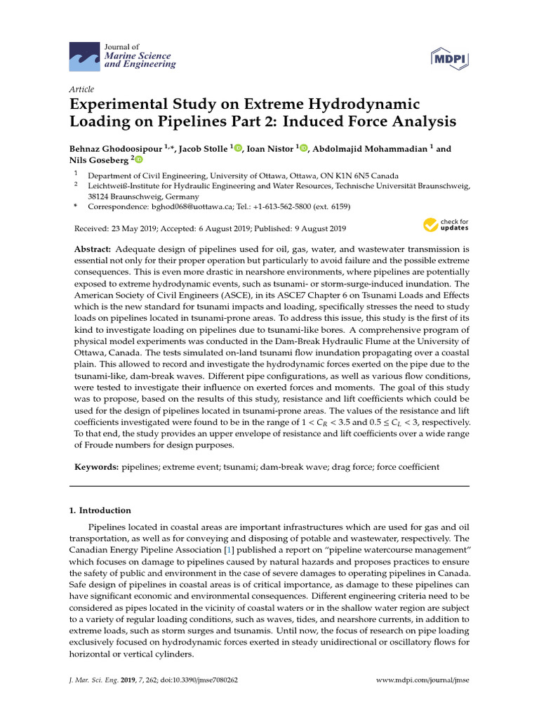 Ghodoosipour Et Al 2019 - Experimental Study On Extreme Hydrodynamic ...