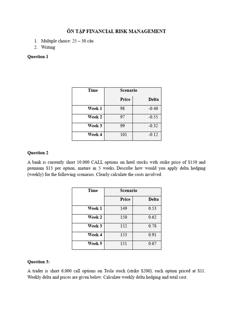 Financial Risk Management Exercises | PDF | Swap (Finance) | Option ...