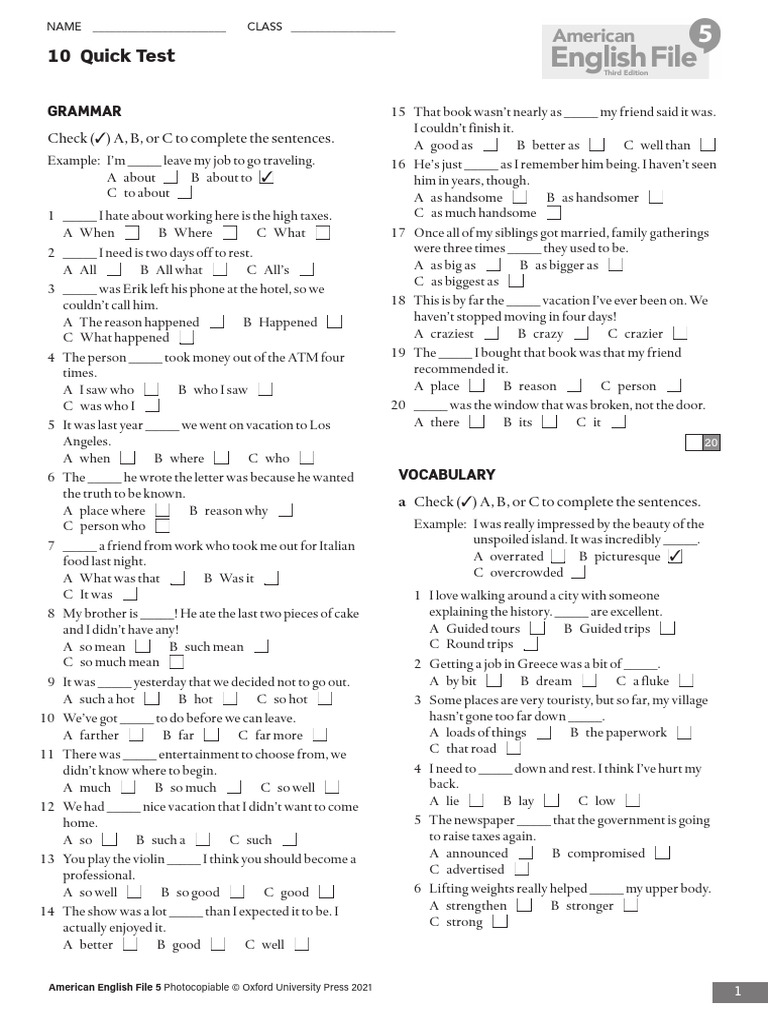 AEF3e L5 File10 QuickTest | PDF