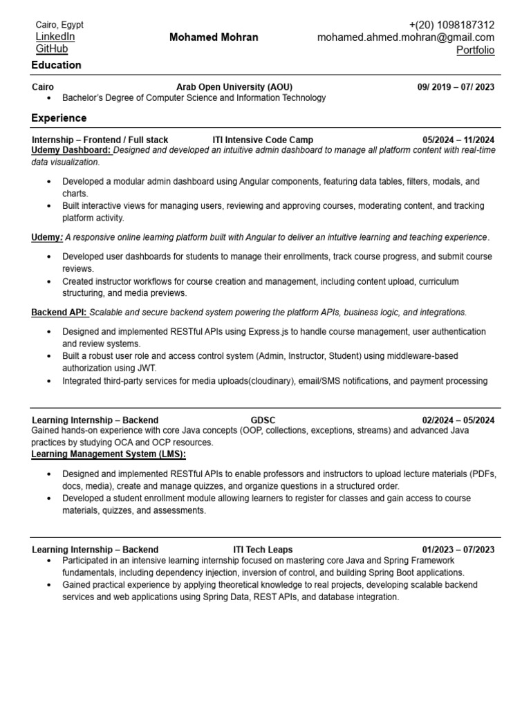 Mohamed Mohran Angular CV | PDF | Computing | Software Engineering