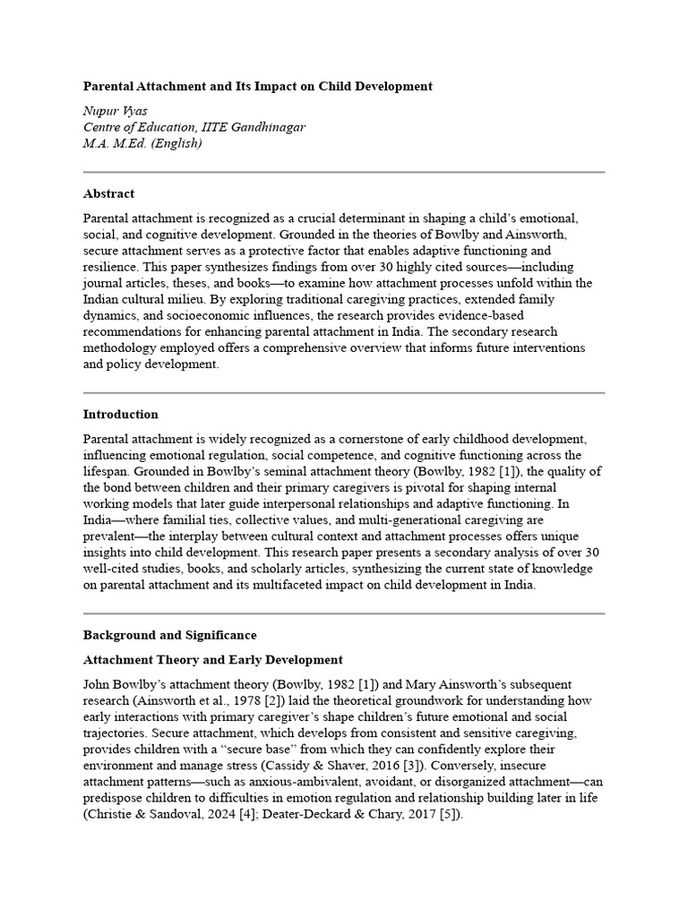 Parental Attachment and Its Impact On Child Development - Final | PDF ...