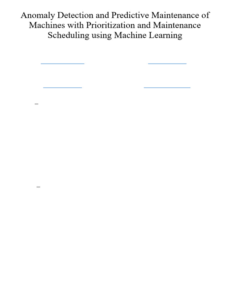 Anomaly Detection and Predictive Maintenance | PDF | Machine Learning ...
