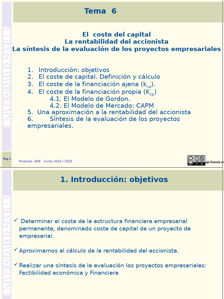 Tema 6 Finanzas Gade - 2024 2025 | PDF | Costo de capital ...