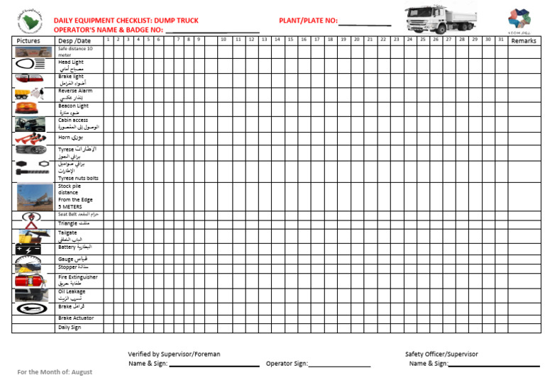 Dump Truck Checklist | PDF