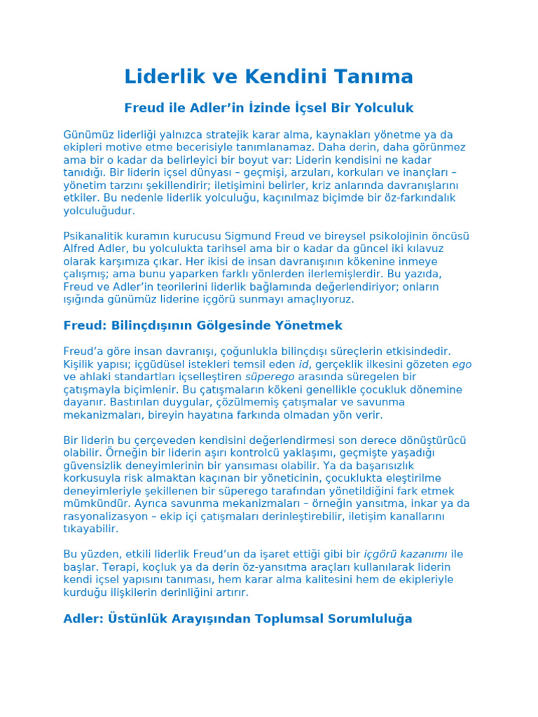 Freud Ve Adler | PDF