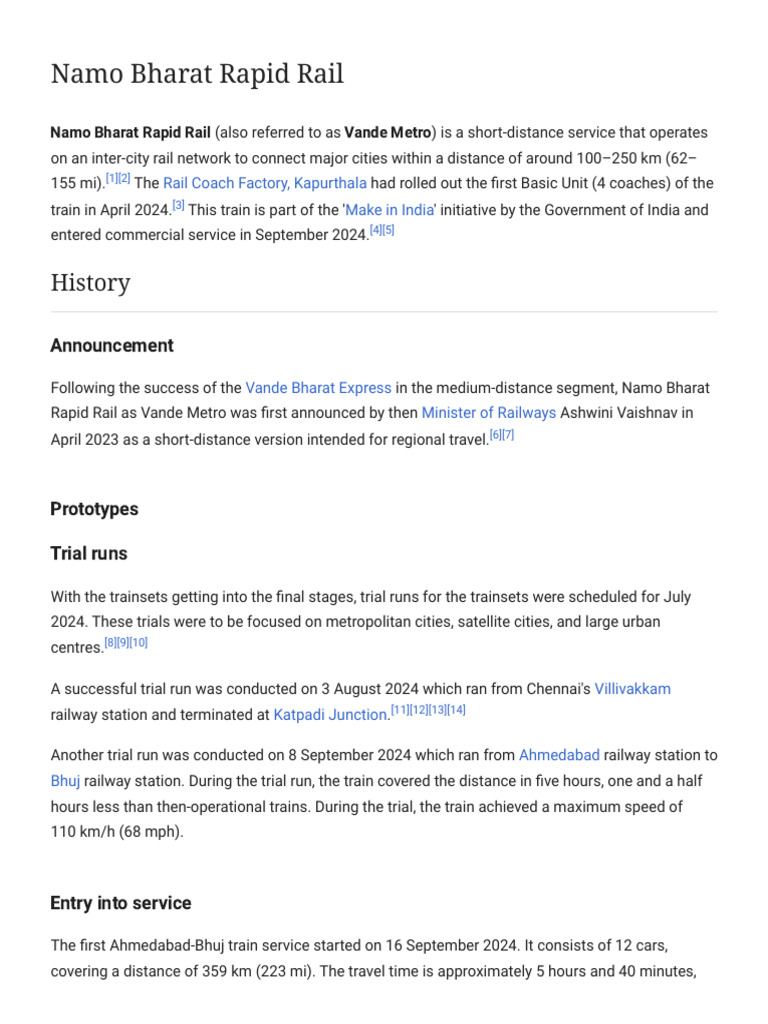 Namo Bharat Rapid Rail - Wikipedia | PDF | Rolling Stock | Rail Transport