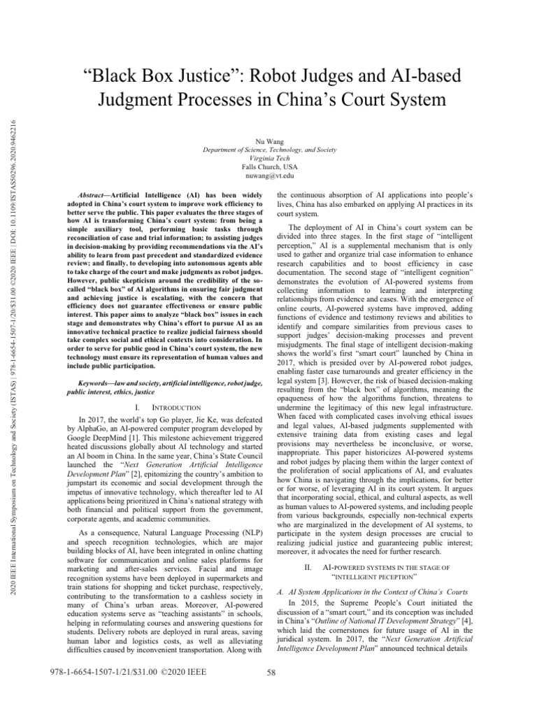Black Box Justice Robot Judges and AI-based Judgment Processes in Chinas Court System | PDF ...