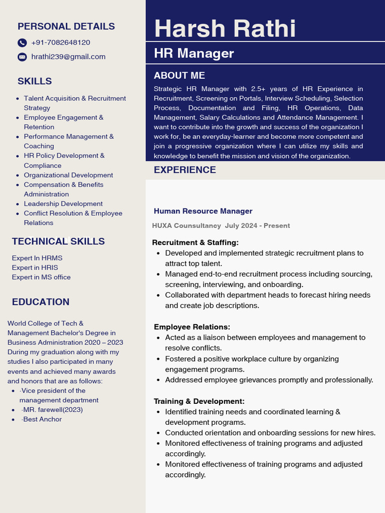 Harsh Rathi Updated CV | PDF | Human Resources | Recruitment