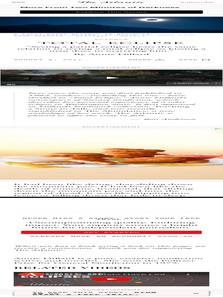 Annie Dillard's Classic Essay 'Total Eclipse' - T | PDF